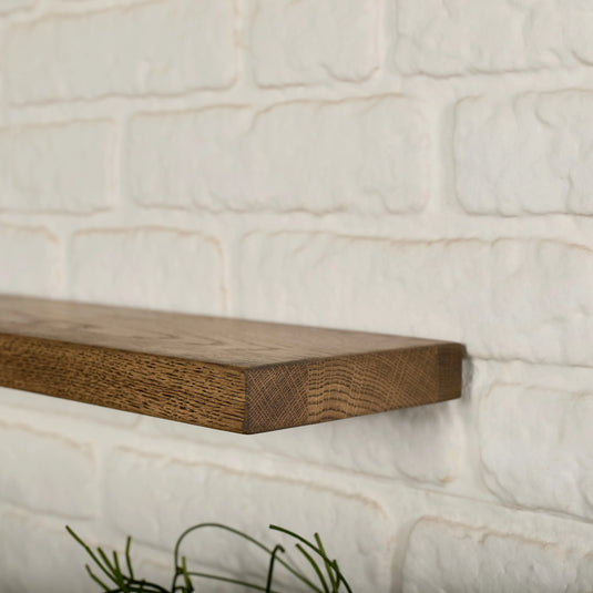 Handmade Solid Oak Floating Shelf in Rustic Oak - 30mm thick